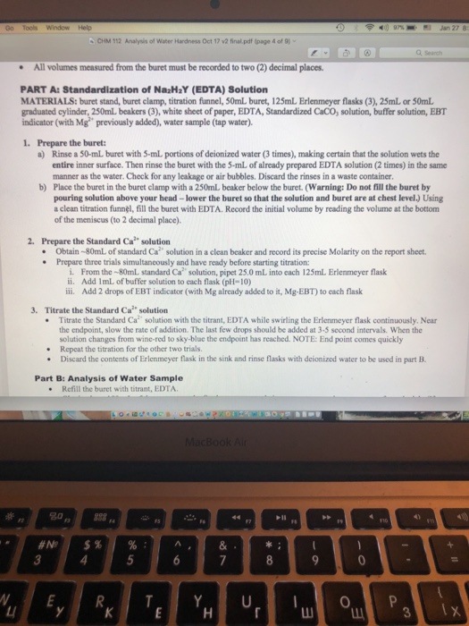 Solved 9) Refer to experimental procedure Part A.3. If a | Chegg.com