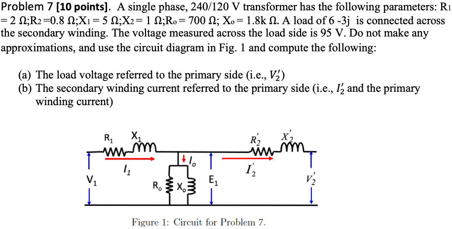 Solved Problem 7 [10 points]. A single phase, 240/120 V | Chegg.com