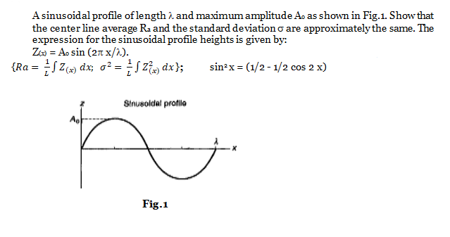 Solved o A sinusoidal profile of length i and maximum | Chegg.com