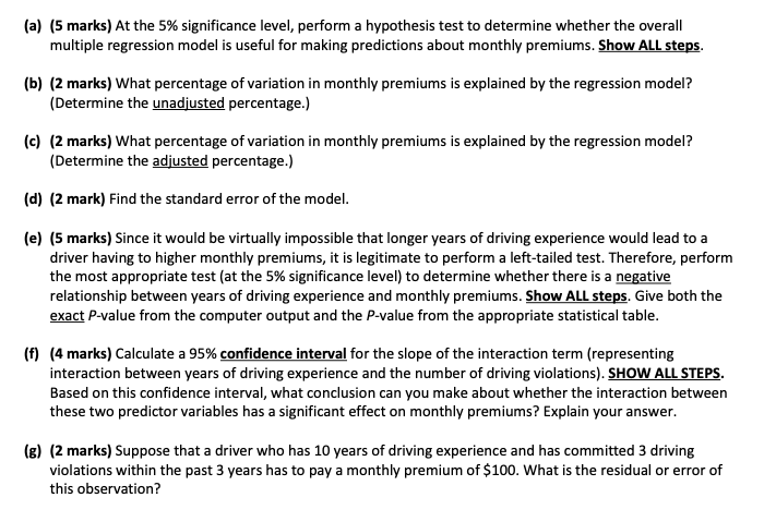 Solved (a) (5 marks) At the 5% significance level, | Chegg.com