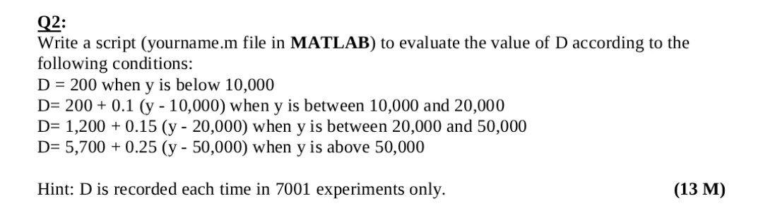 Solved Q2: Write a script (yourname.m file in MATLAB) to | Chegg.com