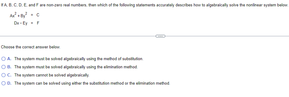 Solved If A,B,C,D,E, and F are non-zero real numbers, then | Chegg.com