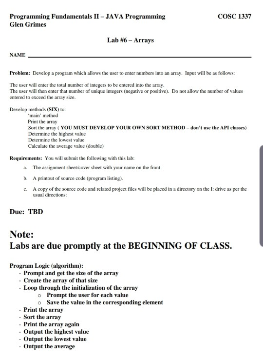 Solved Cosc 1337 Programming Fundamentals Ii Java