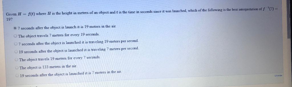 Solved Given H F T Where H Is The Height In Meters Of An