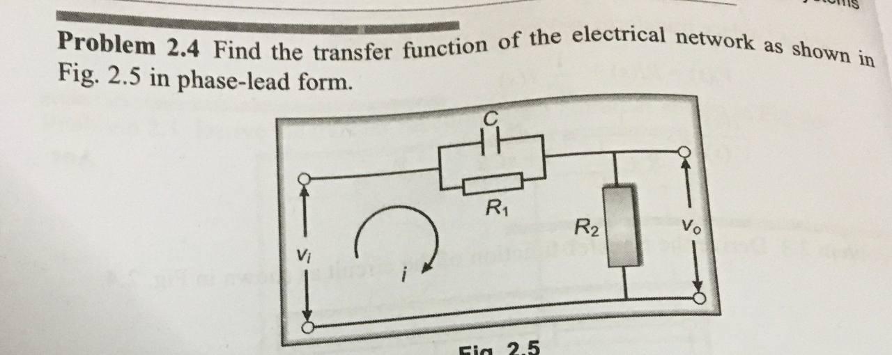 Solved Problem 2.4 Find the transfer function of the | Chegg.com