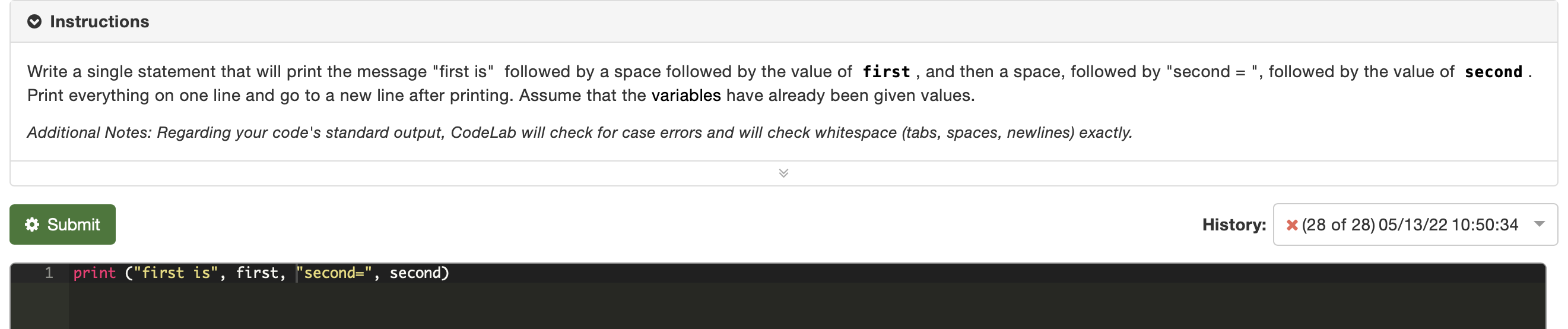 Solved Instructions Write a single statement that will print | Chegg.com