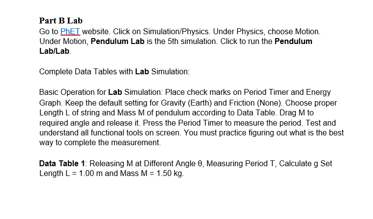 Part B Lab Go to PhET website. Click on | Chegg.com