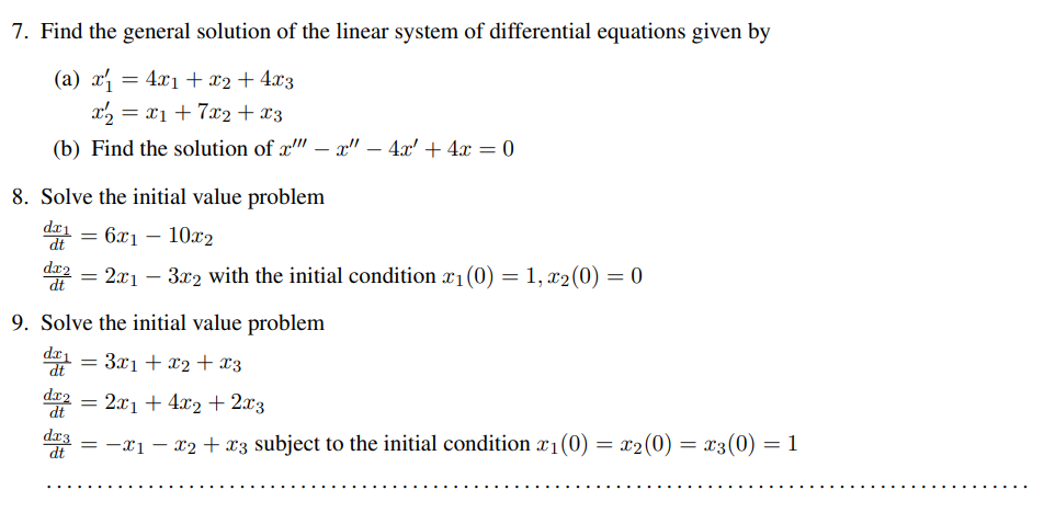 Solved 4. Solve the following systems of differential | Chegg.com