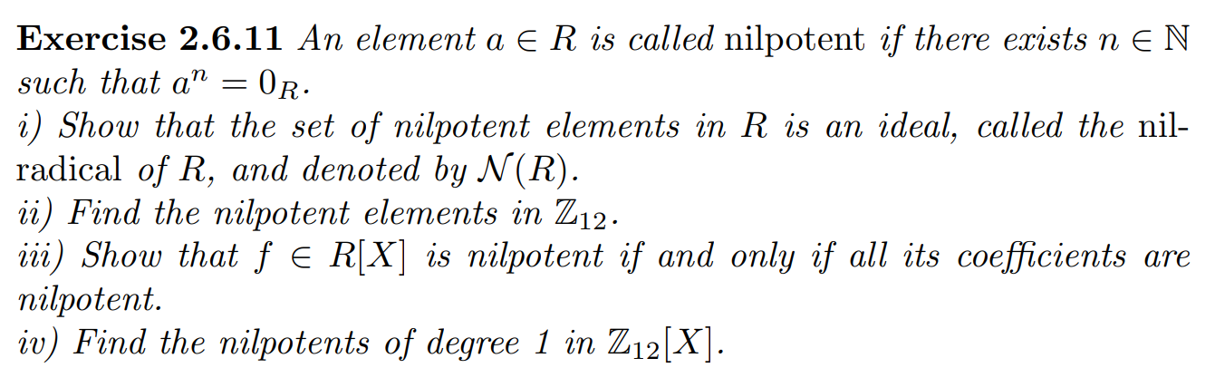Solved = OR Exercise 2.6.11 An element a E R is called | Chegg.com