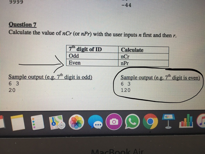 Solved -44 Question 7 Calculate the value of nCr (or nPr) | Chegg.com