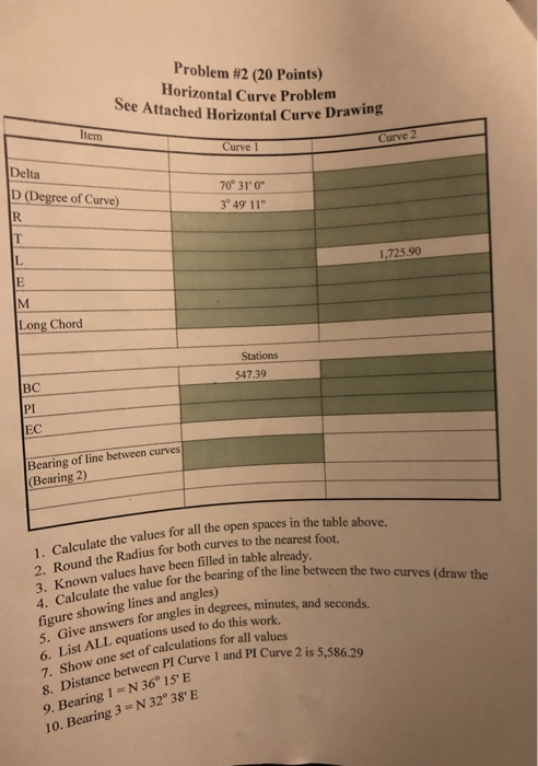 Solved Problem #2 (20 Points) Horizontal Curve Problem See | Chegg.com