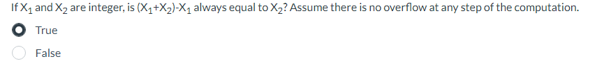 Solved If X1 and X2 are integer, is (X1+X2)−X1 always equal | Chegg.com