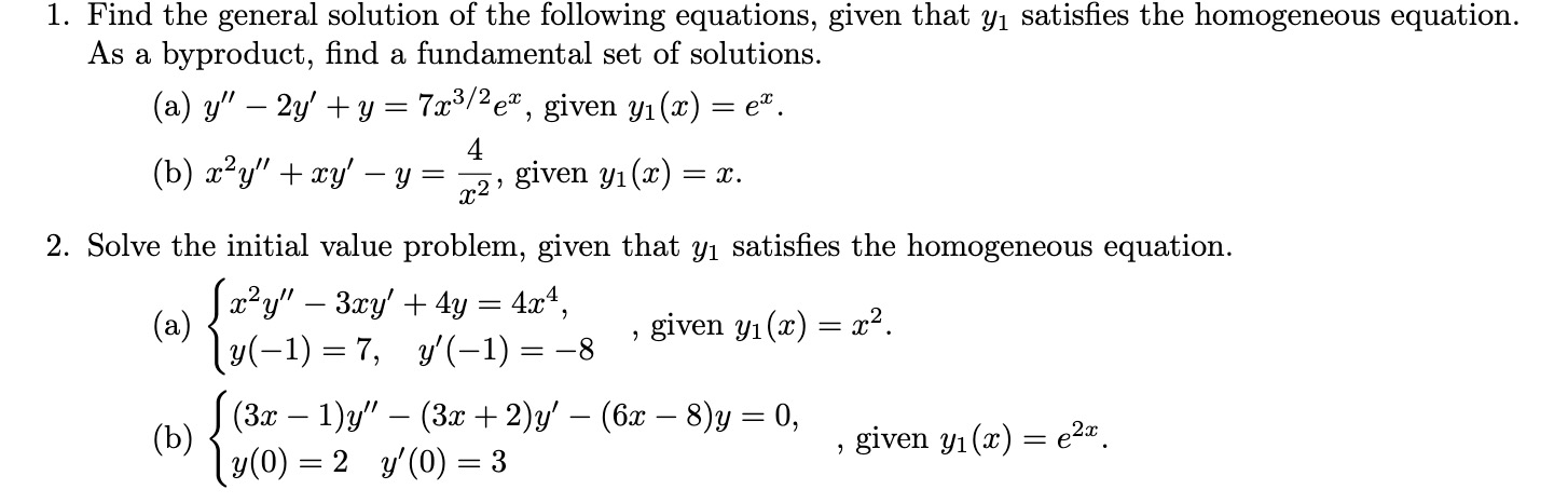 Solved Find the general solution of the following equations, | Chegg.com