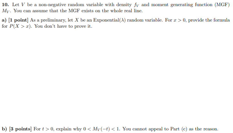 Solved 10 Let V Be A Non Negative Random Variable With 