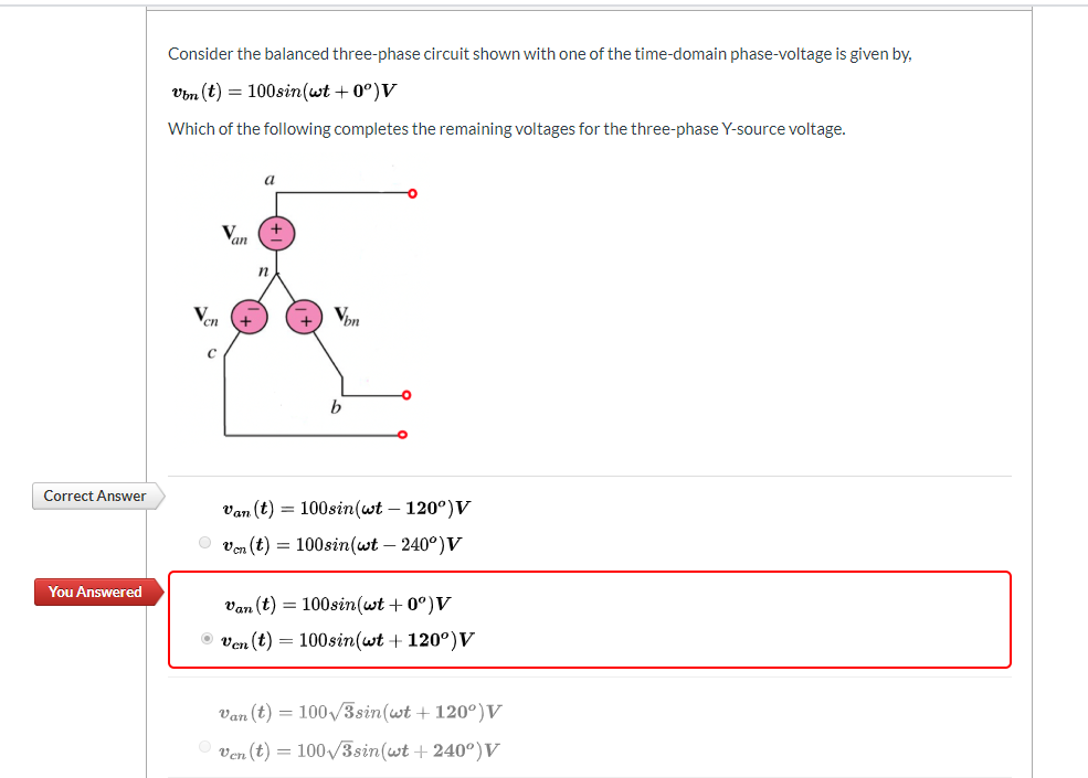 Solved Consider the balanced three-phase circuit shown with | Chegg.com