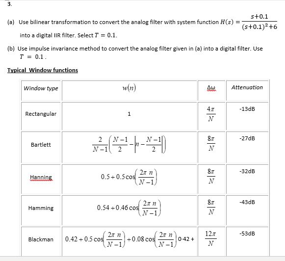 Solved A Use Bilinear Transformation To Convert The Analog
