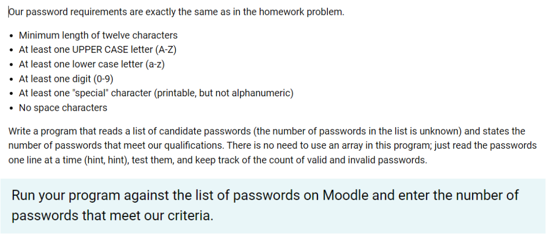 Solved Our password requirements are exactly the same as in | Chegg.com