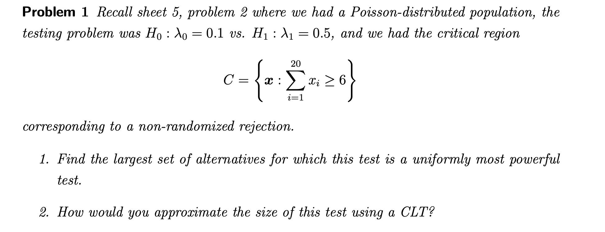 Solved Problem 1 Recall Sheet 5 Problem 2 Where We Had A 