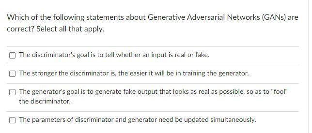 Solved Which of the following statements about Generative | Chegg.com
