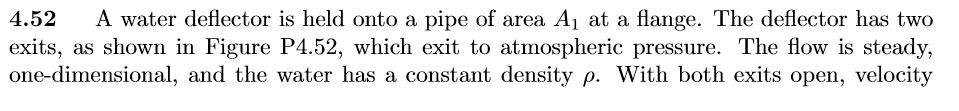 4.52 A water deflector is held onto a pipe of area A | Chegg.com