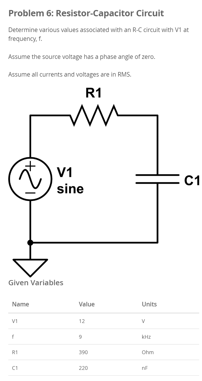 Solved Problem 6: Resistor-Capacitor Circuit Determine | Chegg.com