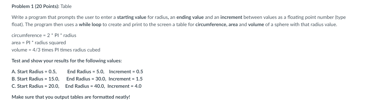 Solved circumference =2∗PI∗ radius area =Pl∗ radius squared | Chegg.com