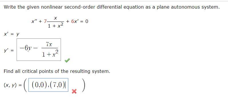 Solved Write The Given Nonlinear Second Order Differential