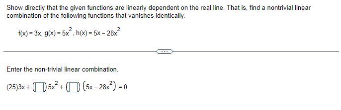 Solved Show directly that the given functions are linearly | Chegg.com