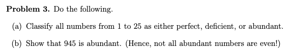 Solved Problem 3. Do the following. (a) Classify all numbers | Chegg.com