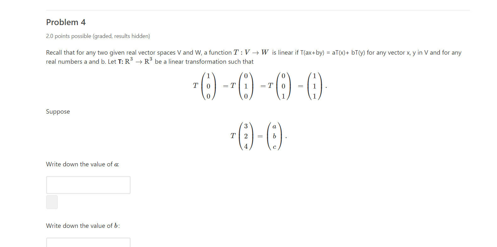 Solved Problem 4 2.0 points possible (graded, results | Chegg.com