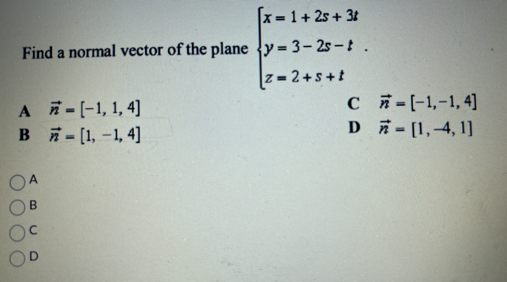 Solved Find a normal vector of the plane | Chegg.com