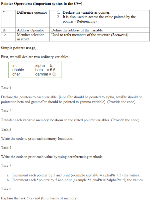 Solved Theoretical Background Pointers: Pointers are a type | Chegg.com