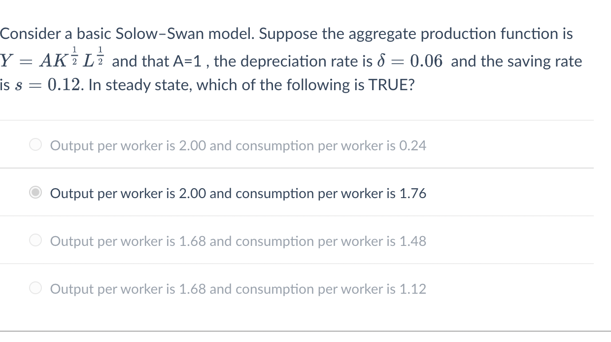 Solved Consider a basic Solow-Swan model. Suppose the | Chegg.com