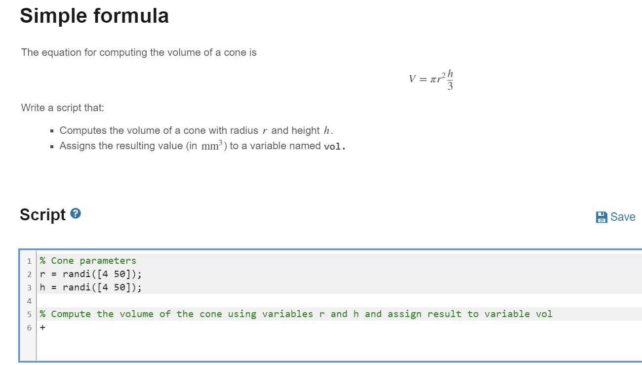 Simple formulaThe equation for computing the volume | Chegg.com