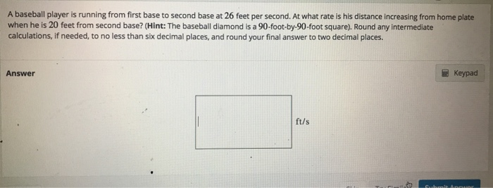 Solved A baseball player is running from first base to | Chegg.com