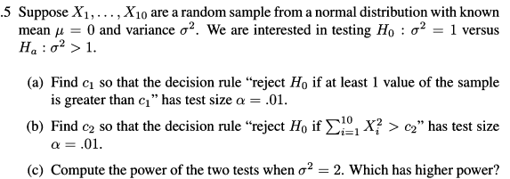 Solved Suppose X1,…,X10 are a random sample from a normal | Chegg.com