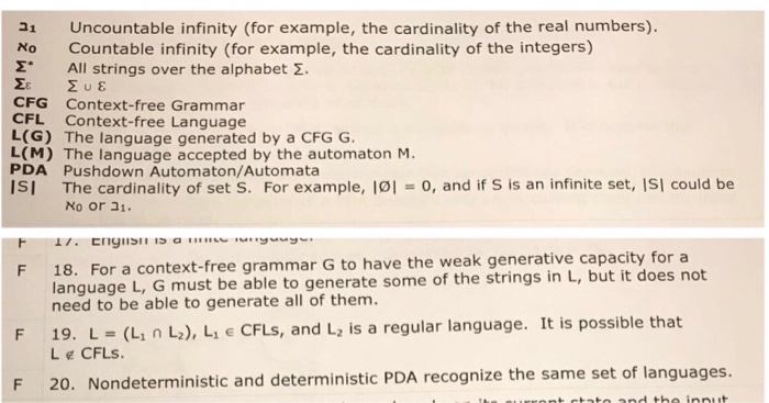 Solved 21 Uncountable infinity (for example, the cardinality | Chegg.com