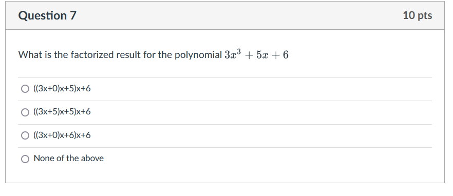 Solved What is the factorized result for the polynomial | Chegg.com