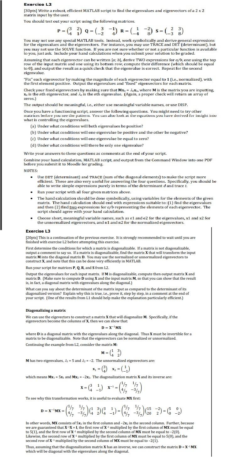 Solved I already have exercise L2 completed, What I need | Chegg.com