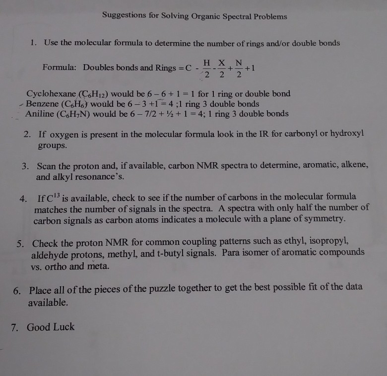 Solved Suggestions for Solving Organic Spectral Problems Use | Chegg.com