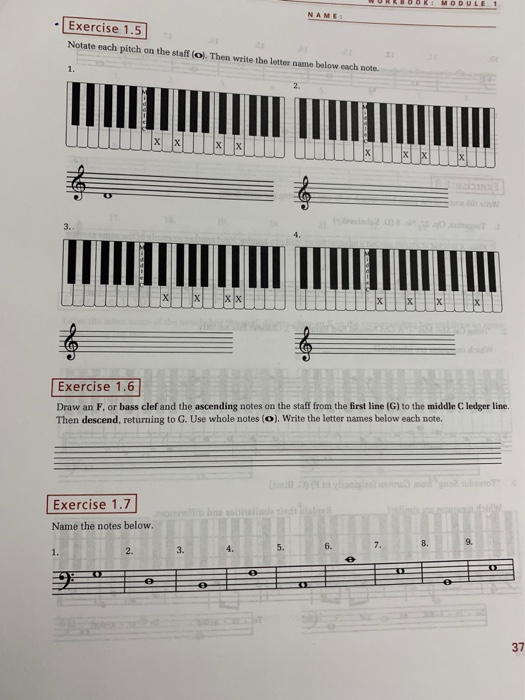 K8OK: MODULE1 NAMI ·Exercise 1.5] Notate each pitch | Chegg.com