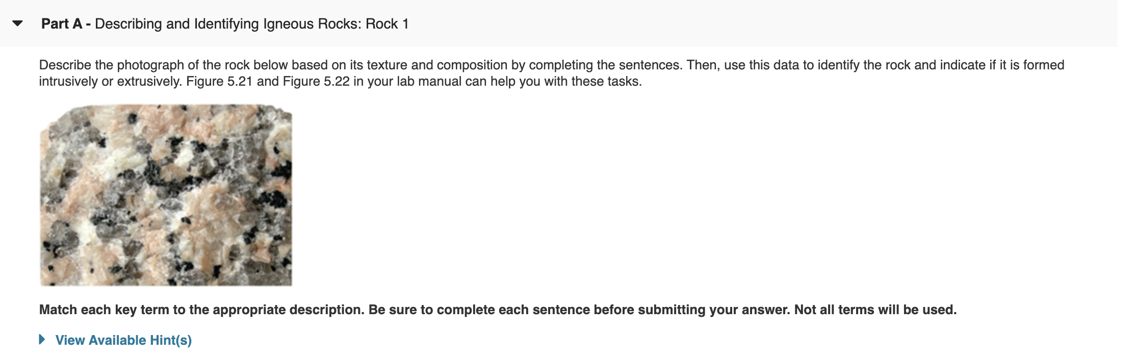 Solved Part A - Describing and Identifying Igneous Rocks: | Chegg.com