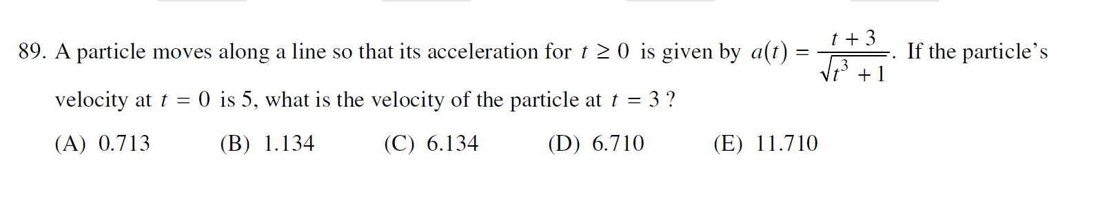Solved 89. A particle moves along a line so that its | Chegg.com