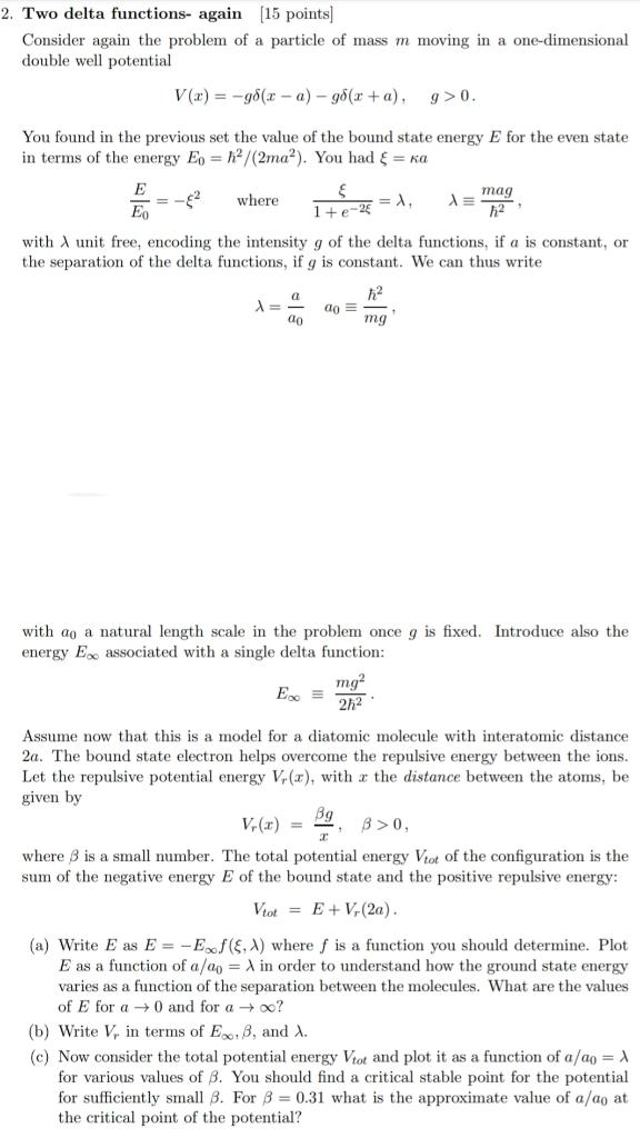Solved Two delta functions- again [15 points] Consider again | Chegg.com