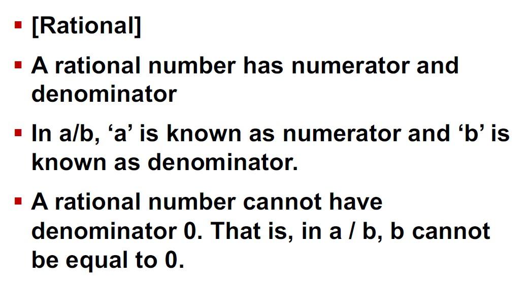 Solved [Rational] • A rational number has numerator and | Chegg.com