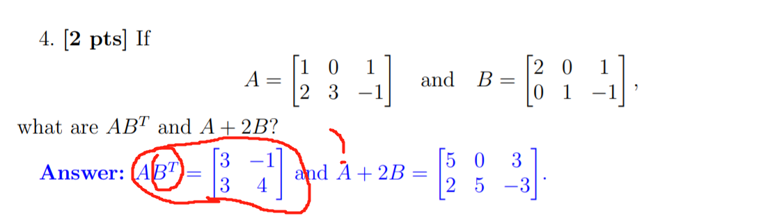 Solved How should I calculate like ATB or ABT? in 2*3 | Chegg.com