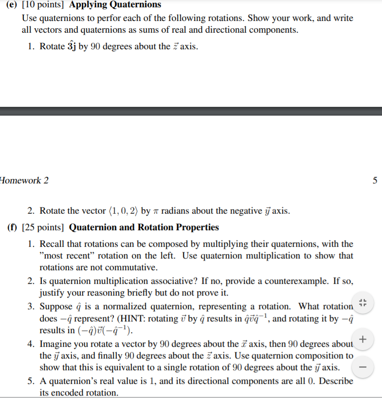 Solved (e) [10 points] Applying Quaternions Use quaternions | Chegg.com