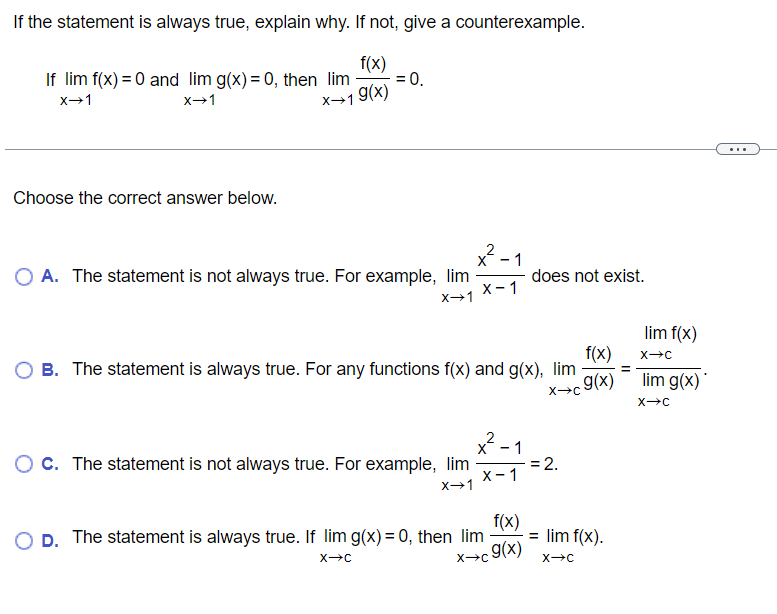 Solved If the statement is always true, explain why. If not, | Chegg.com