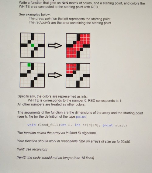 Solved Write a function that gets an NxN matrix of colors, | Chegg.com