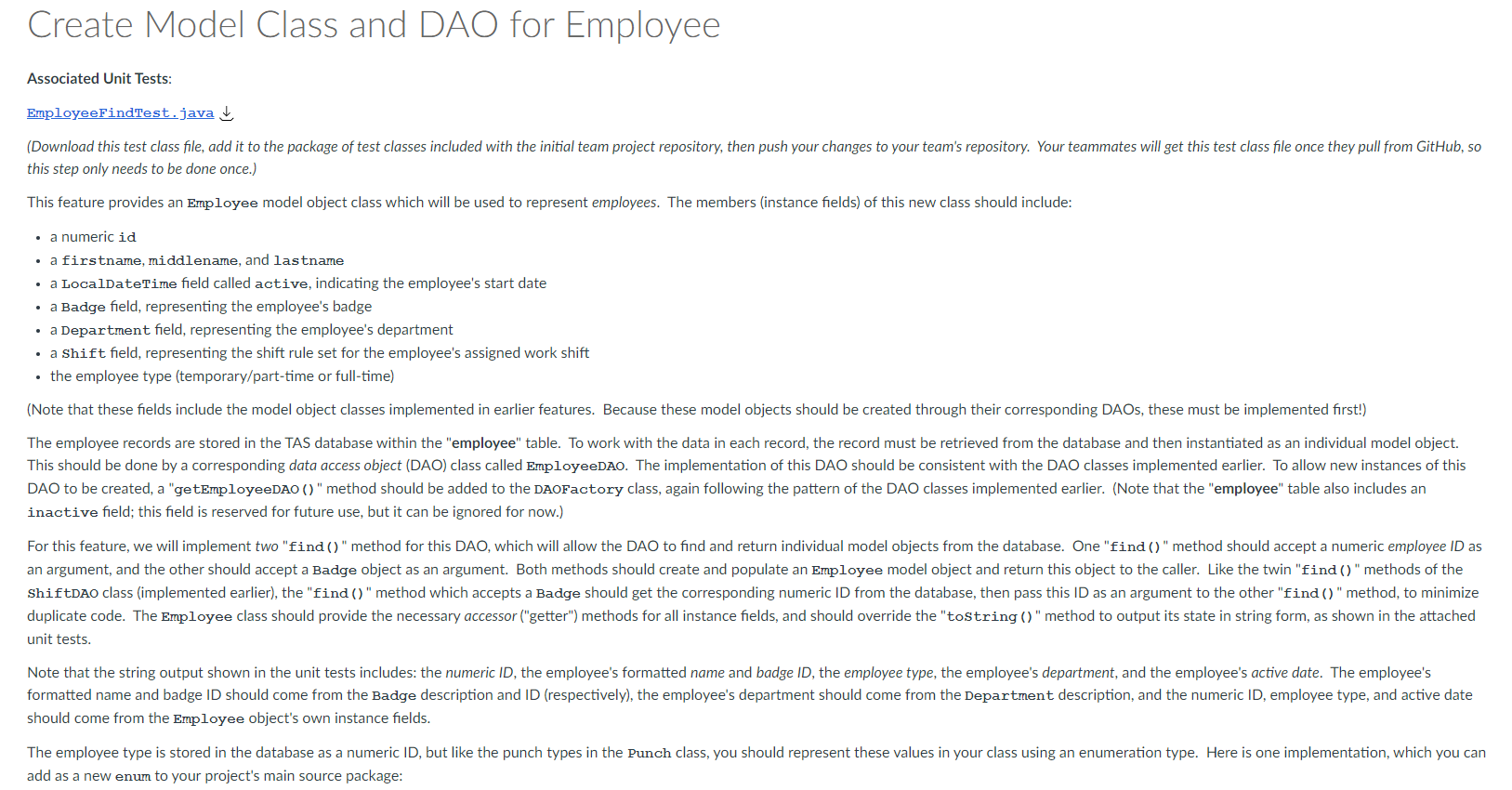 EmployeeFindTest. Java ↓ this step only needs to be | Chegg.com